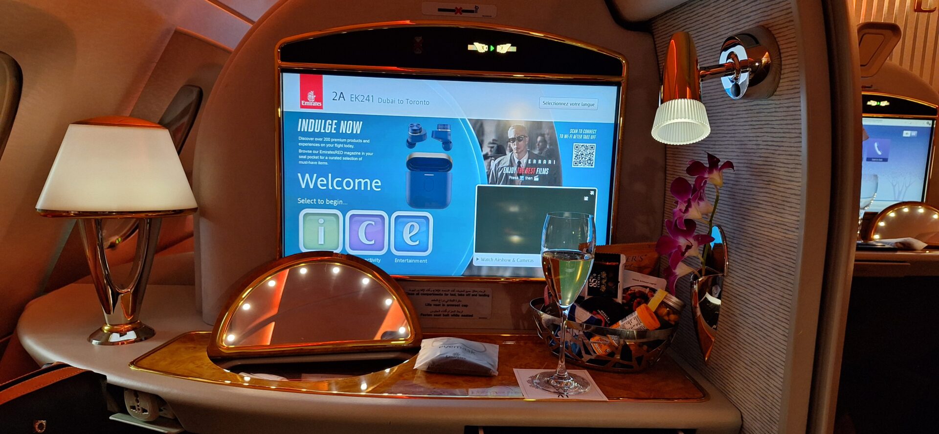 Review: Emirates First Class A380 from Dubai (DXB) to Toronto (YYZ ...